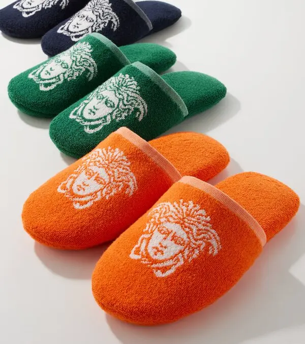 Versace Medusa Cotton Terry Slippers - Orange