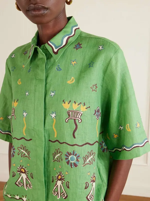 ALEMAIS Sun Dancer Printed Linen Shirt