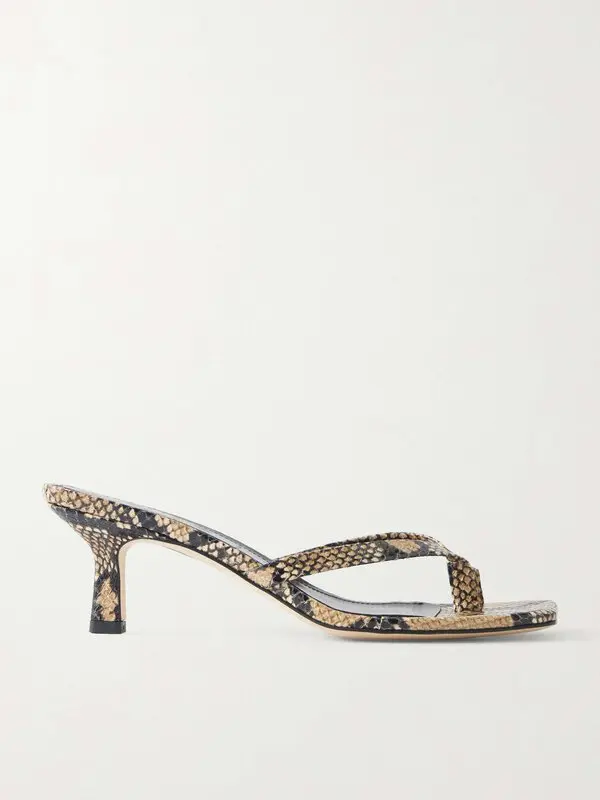 AeydĒ Wilma Snake-effect Leather Sandals - Snake Print