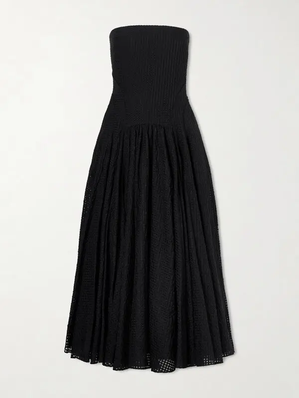 Another Tomorrow Woven Strapless Midi Dress