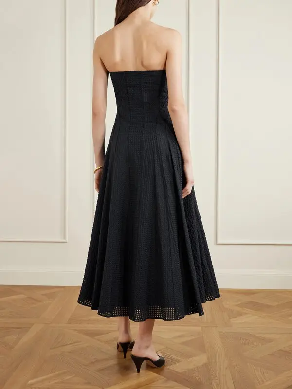Another Tomorrow Woven Strapless Midi Dress