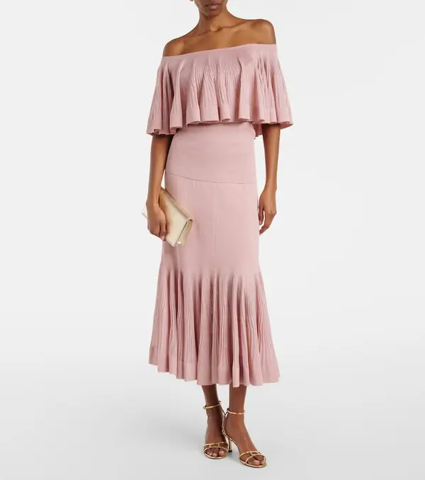 Zimmermann Luna Knitted Off-shoulder Top - Pink