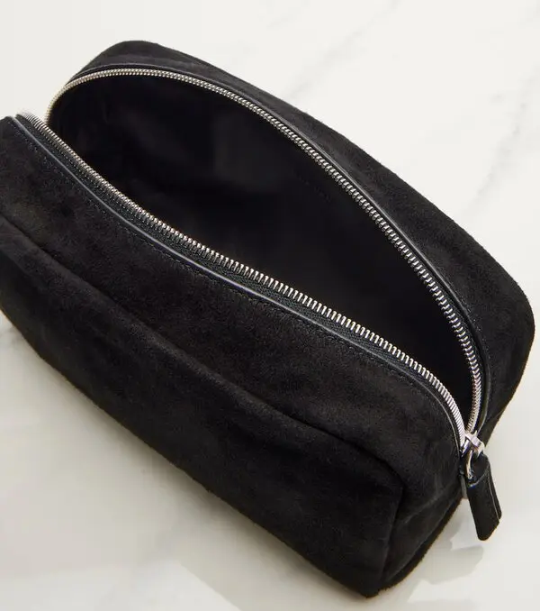 THE ROW Astra Small Suede Pouch - Black