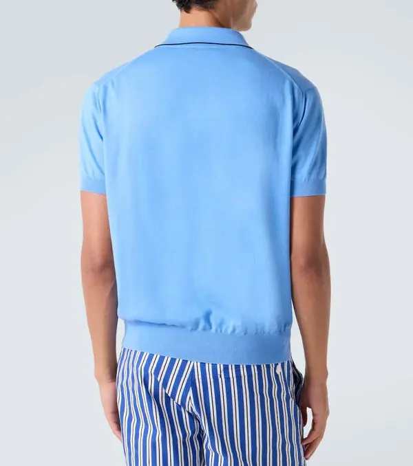 TOM FORD Cotton And Silk Polo Shirt - Blue