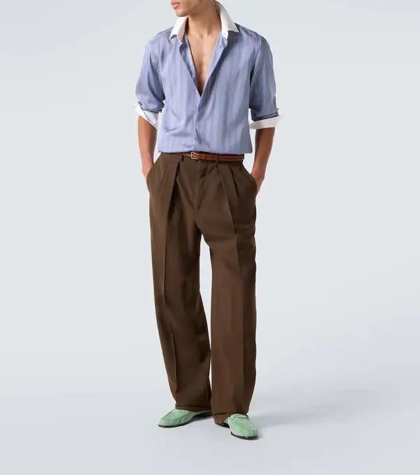 TOM FORD Striped Silk Shirt - Blue