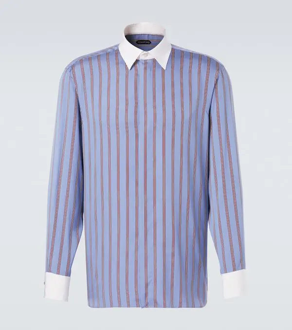TOM FORD Striped Silk Shirt - Blue