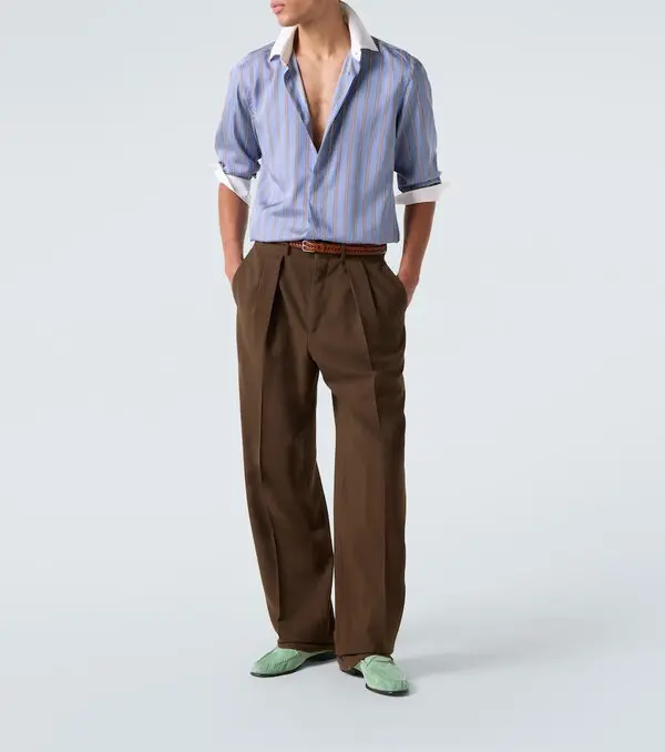 TOM FORD Striped Silk Shirt - Blue