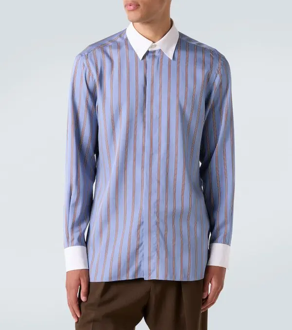 TOM FORD Striped Silk Shirt - Blue