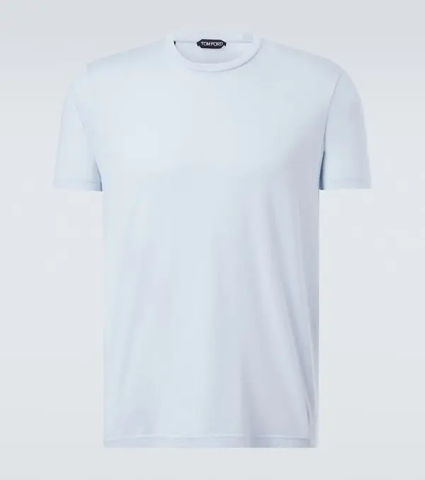 TOM FORD Cotton And Silk Jersey T-shirt - Blue