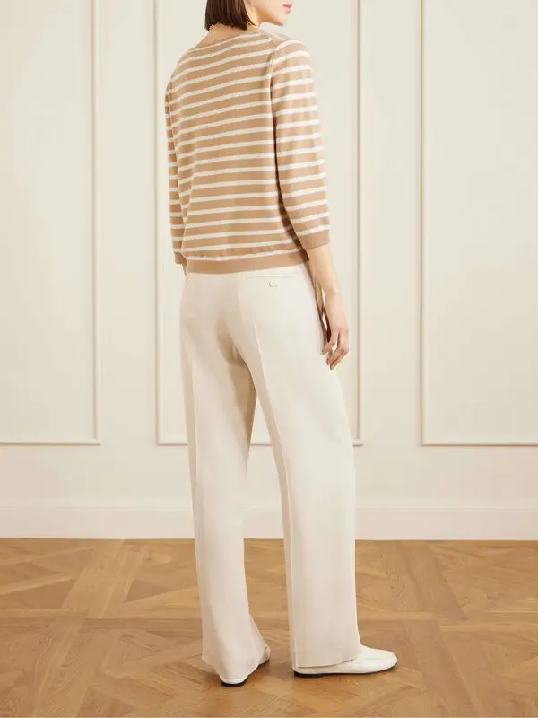 ALLUDE Striped Cashmere Cardigan