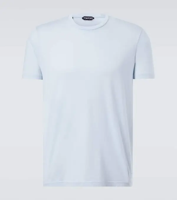 TOM FORD Cotton And Silk Jersey T-shirt - Blue