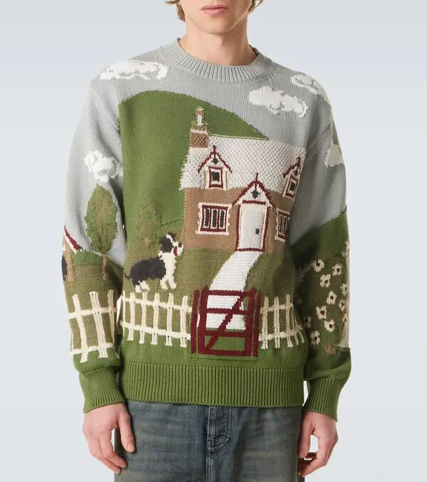 Junya Watanabe Intarsia Cotton And Wool Sweater