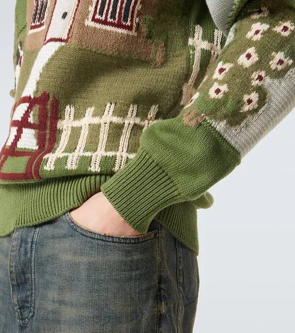 Junya Watanabe Intarsia Cotton And Wool Sweater