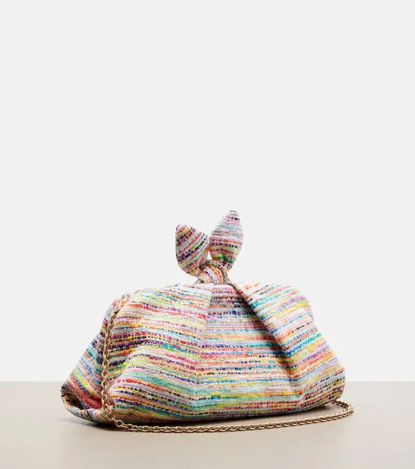 AQUAZZURA Bowtie Tweed Clutch
