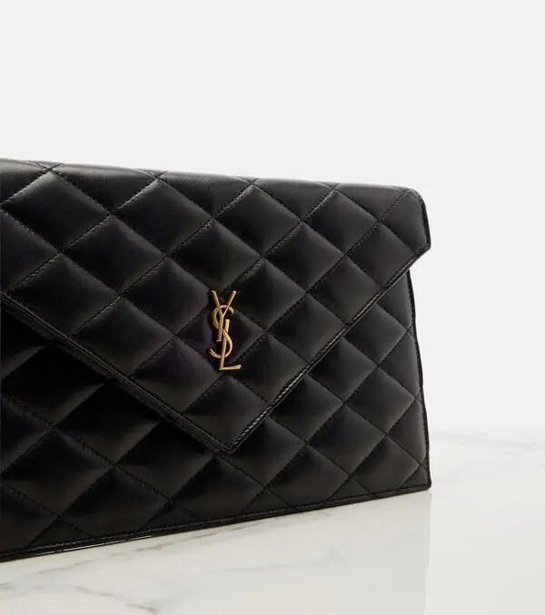 Saint Laurent Cassandre Quilted Leather Pouch - Black