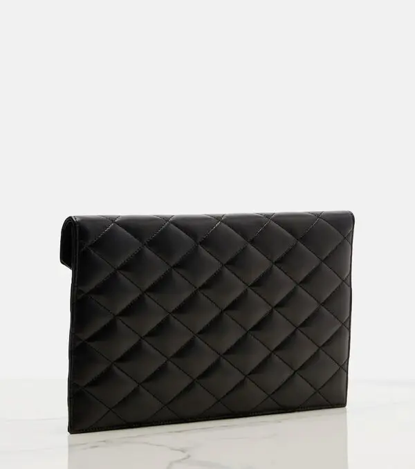 Saint Laurent Cassandre Quilted Leather Pouch - Black