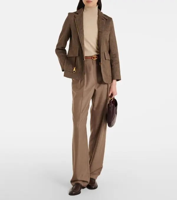 Loro Piana Suede-trimmed Linen Jacket