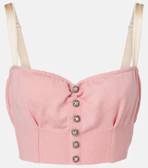 Dolce & Gabbana Embellished Cropped Silk-blend Vest - Pink