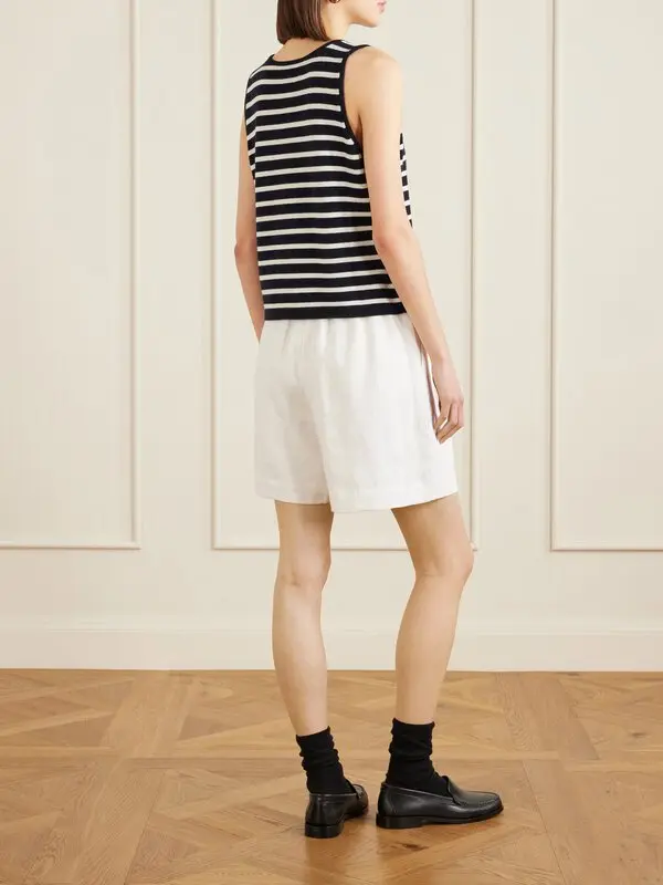 ALLUDE Striped Cashmere Vest - Black