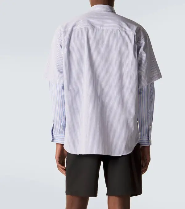 Comme Des Garçons Homme Layered Striped Cotton Poplin Shirt - Blue