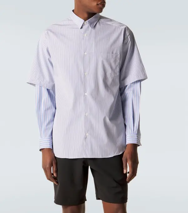 Comme Des Garçons Homme Layered Striped Cotton Poplin Shirt