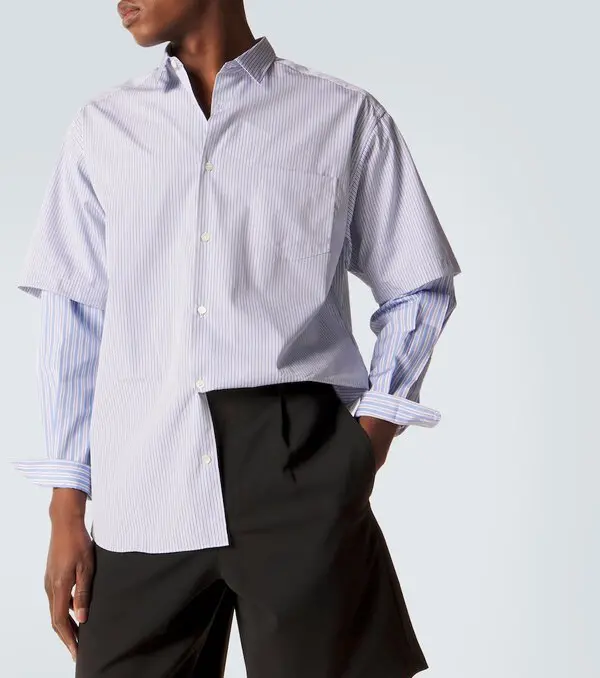 Comme Des Garçons Homme Layered Striped Cotton Poplin Shirt
