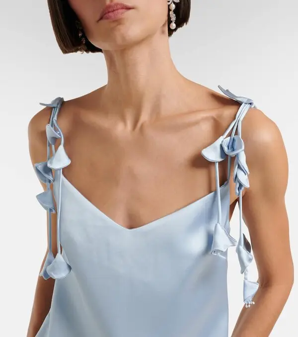 SELF-PORTRAIT Floral-applique Satin Minidress