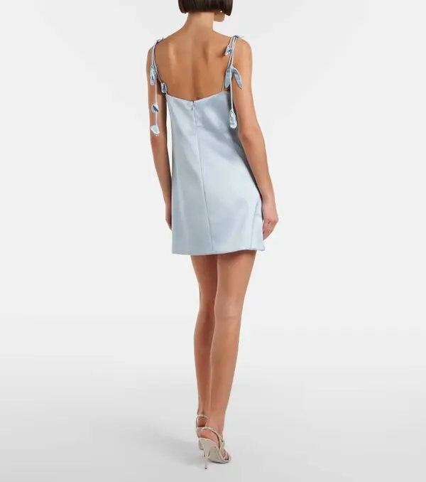 SELF-PORTRAIT Floral-applique Satin Minidress