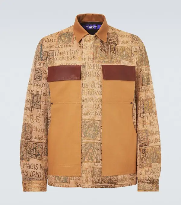 Junya Watanabe Leather-trimmed Jacquard Jacket - Beige