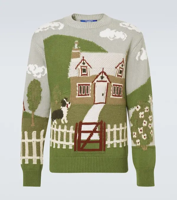 Junya Watanabe Intarsia Cotton And Wool Sweater - Multicoloured