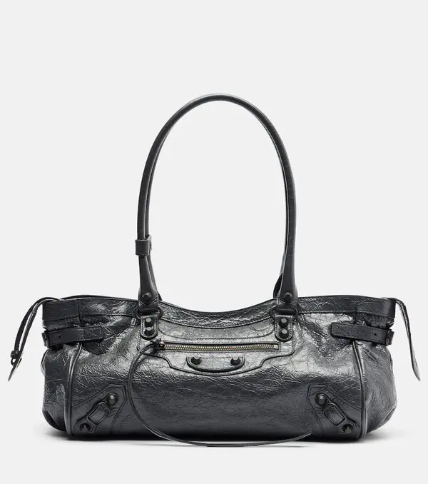 Balenciaga Le City East-west Leather Shoulder Bag - Grey