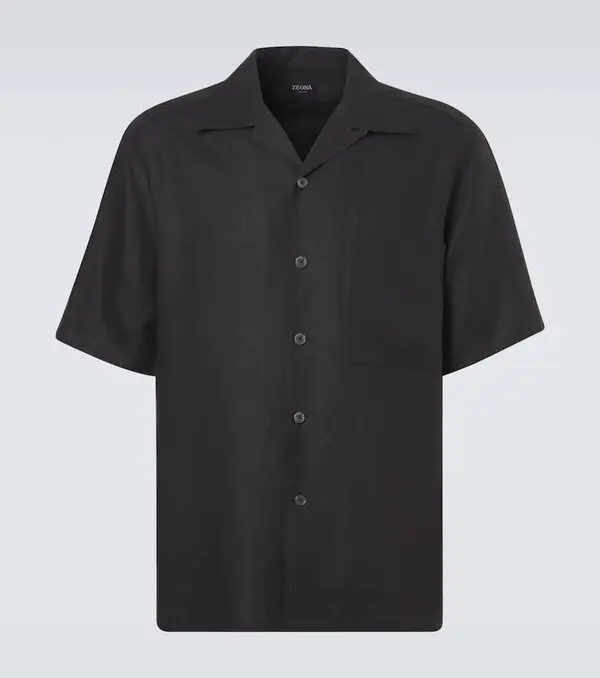 Zegna Linen Bowling Shirt - Brown