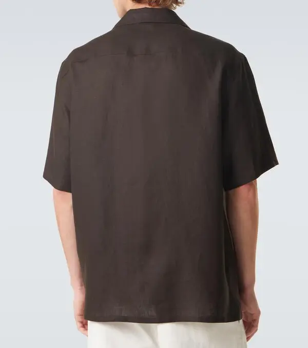 Zegna Linen Bowling Shirt - Brown