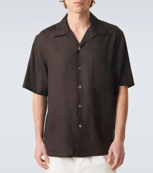 Zegna Linen Bowling Shirt - Brown