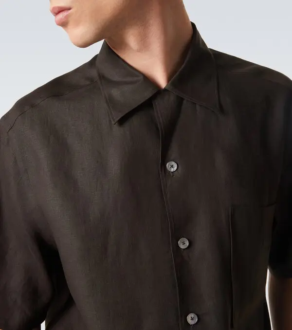Zegna Linen Bowling Shirt - Brown