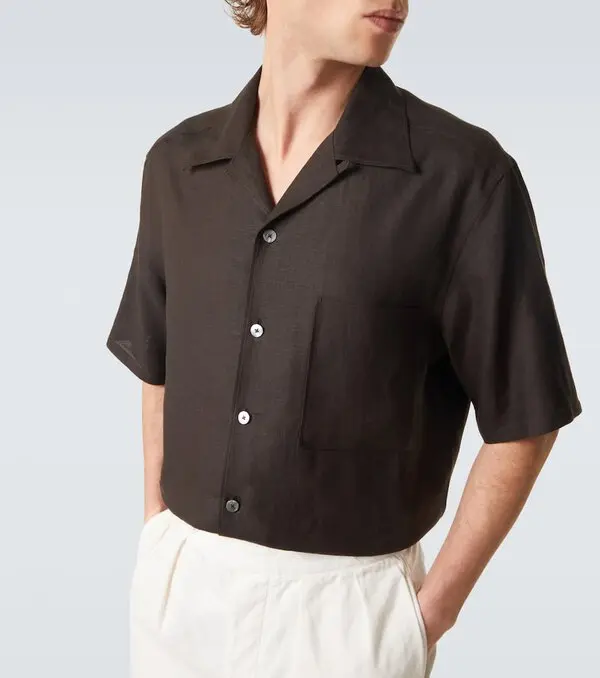 Zegna Linen Bowling Shirt - Brown