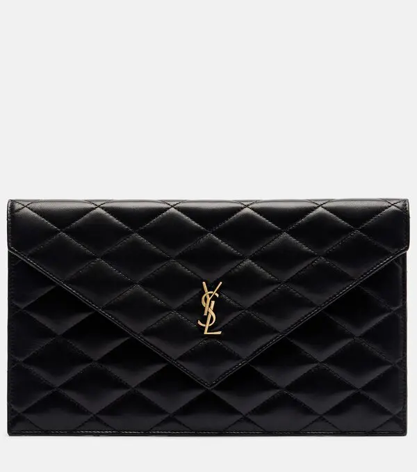 Saint Laurent Cassandre Quilted Leather Pouch - Black