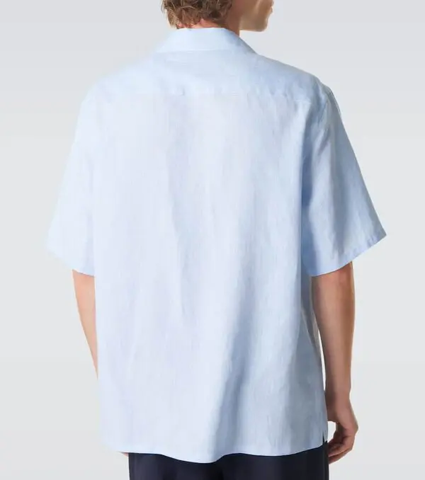 Zegna Linen Bowling Shirt - Blue
