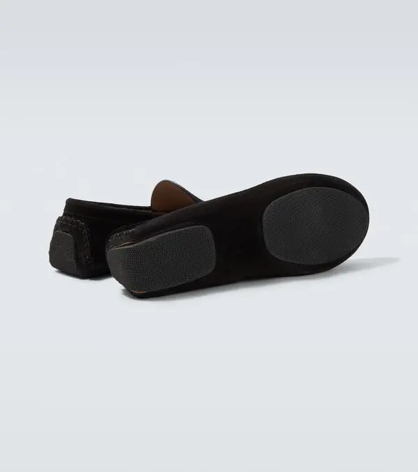 THE ROW Lucca Suede Slip-on Shoes - Black
