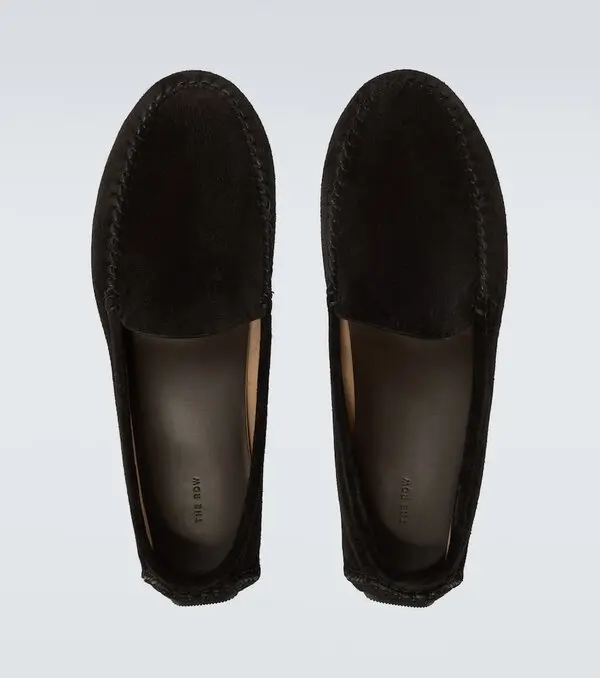 THE ROW Lucca Suede Slip-on Shoes - Black
