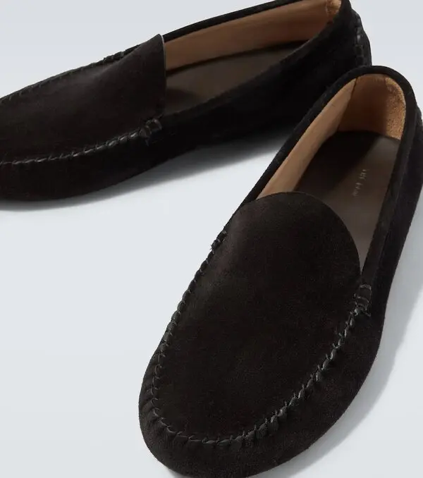 THE ROW Lucca Suede Slip-on Shoes - Black