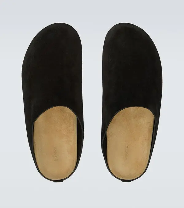 THE ROW Lucca Suede Slip-on Shoes - Black