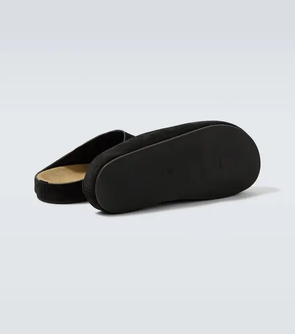 THE ROW Lucca Suede Slip-on Shoes - Black