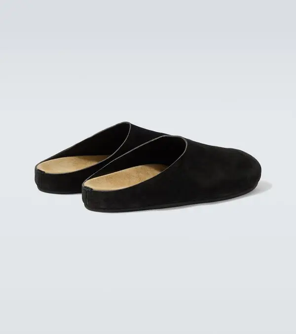 THE ROW Lucca Suede Slip-on Shoes - Black