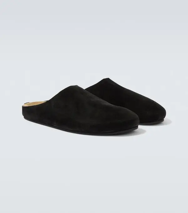 THE ROW Lucca Suede Slip-on Shoes - Black