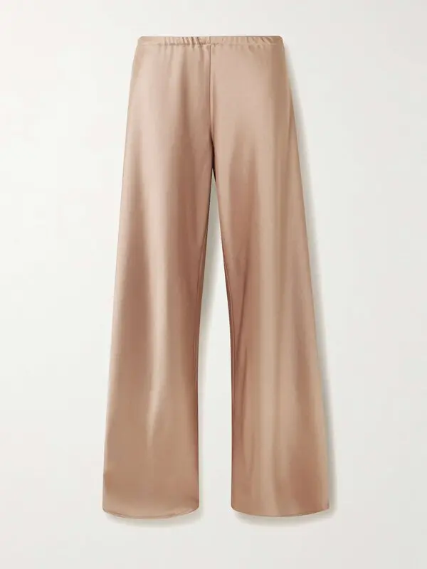 LA LIGNE Colby Satin Wide-leg Pants - Beige