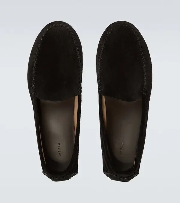 THE ROW Lucca Suede Slip-on Shoes - Black