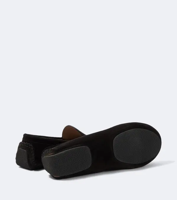 THE ROW Lucca Suede Slip-on Shoes - Black