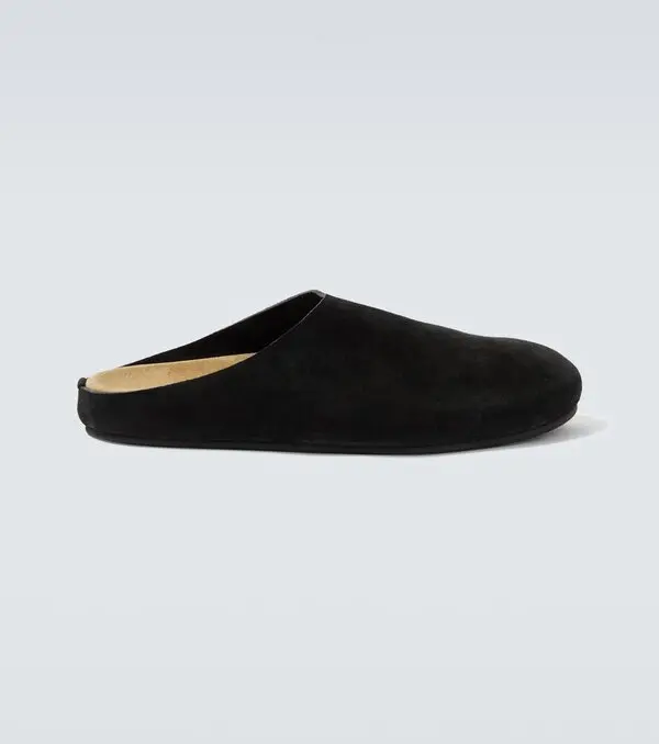 THE ROW New Lucca Suede Slip-on Shoes - Black