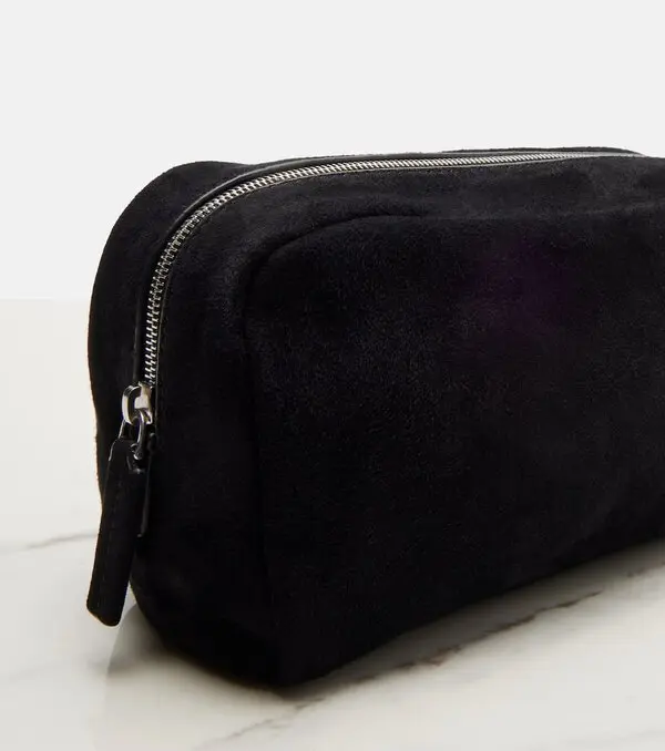 THE ROW Astra Small Suede Pouch - Black
